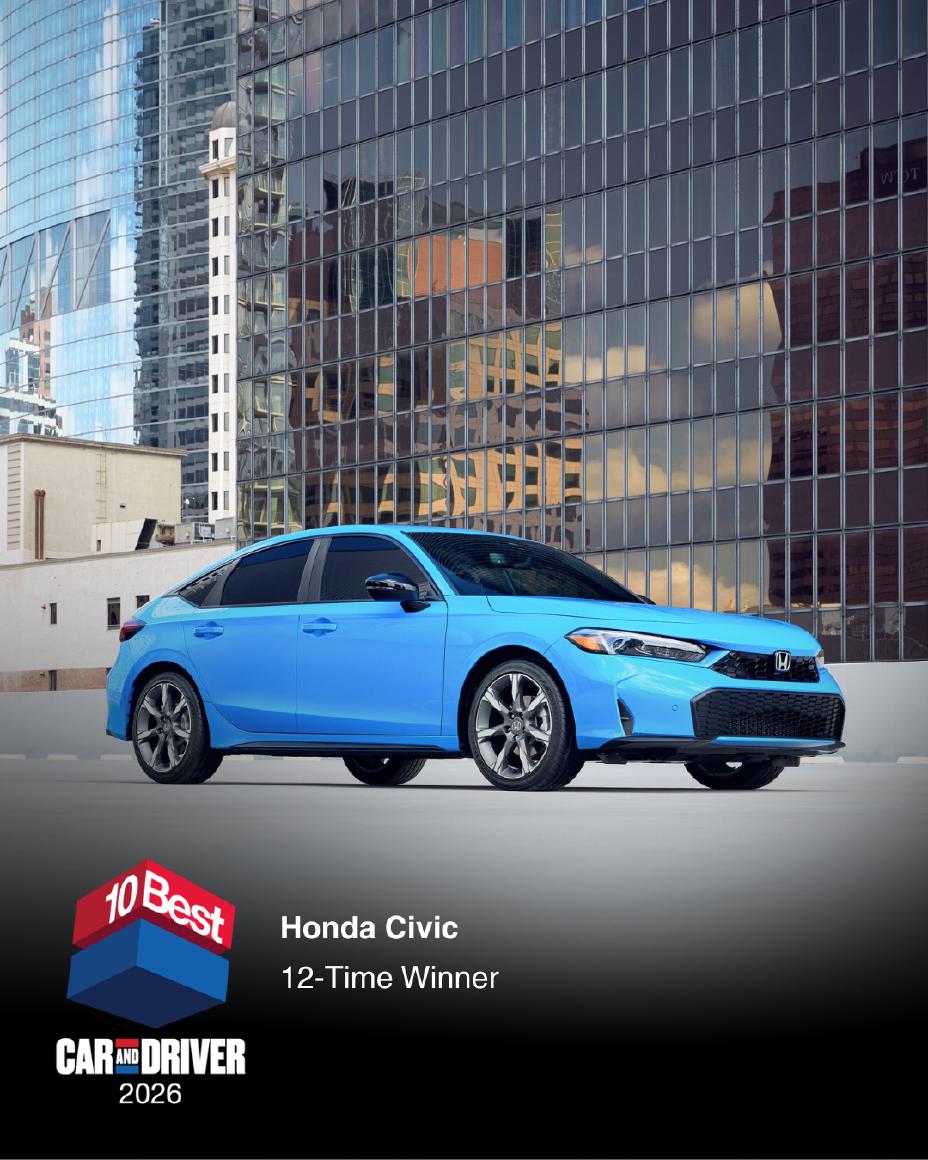 Honda Civic - 2026 Car and Driver 10Best Award WInner