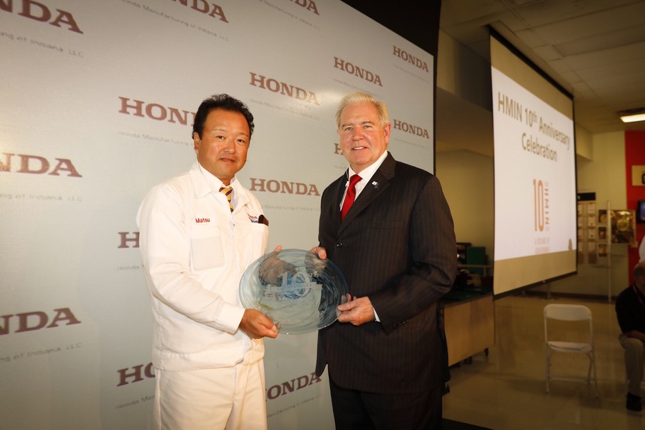 Isao Matsuzaki, president at HMIN and Indiana Secretary of Commerce Jim ...