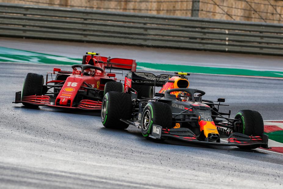 Alex Albon holds off Charles Leclerc Sunday in Turkey.